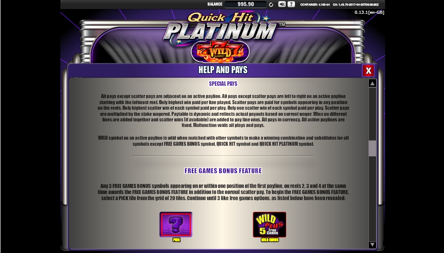 Quick Hit Platinum slot gratis, RTP 94.06% - NlCasinospot